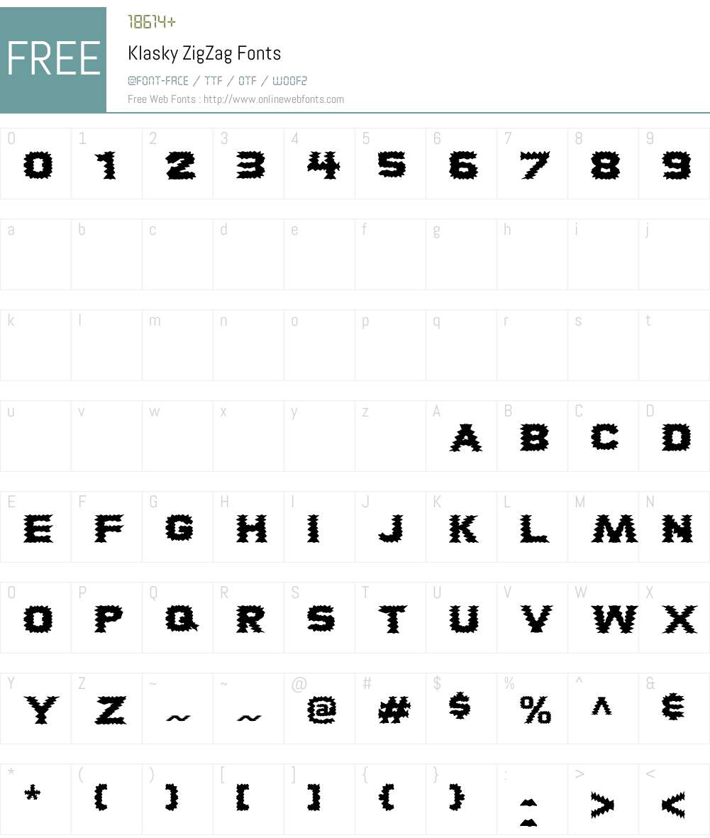 Klasky ZigZag 1.00;January 21, 2020;FontCreator 12.0.0.2552 64-bit Fonts Free Download ...