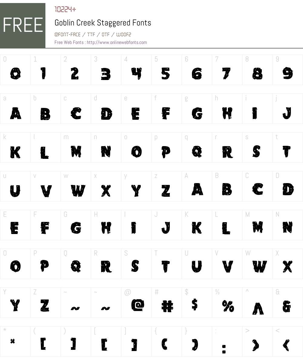 Goblin Creek Staggered 1.0; 2015 Fonts Free Download - OnlineWebFonts.COM