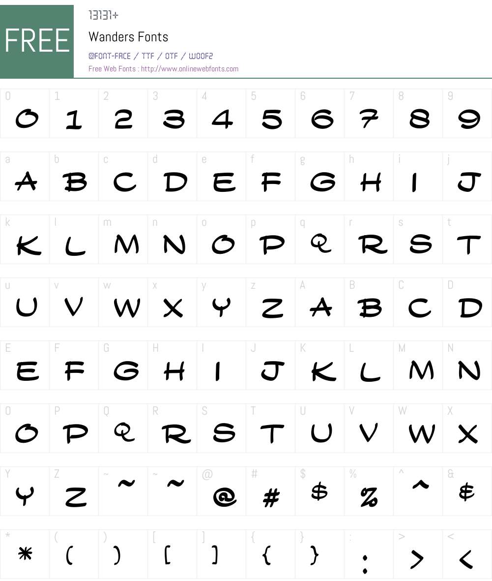 Wanders 1.00;August 15, 2023;FontCreator 11.5.0.2430 64-bit Fonts Free Download - OnlineWebFonts.COM