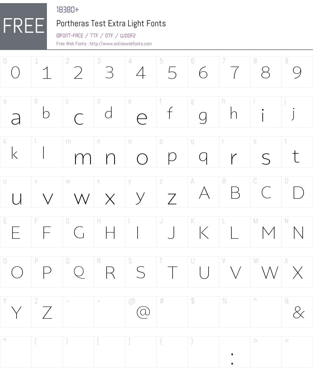 Portheras Test Extra Light 1.000;Glyphs 3.1.1 (3141) Fonts Free ...