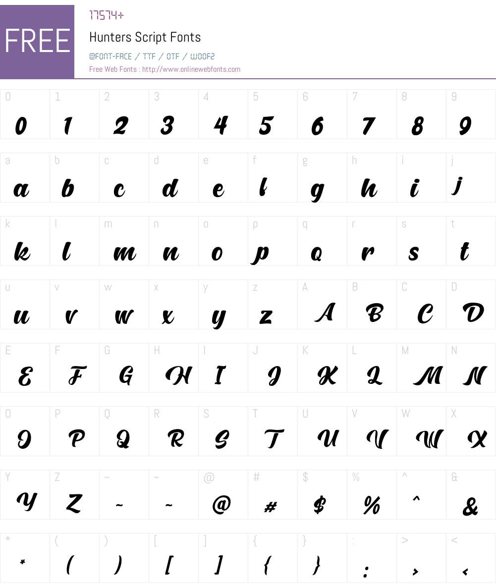 Hunters Script 1.00;May 30, 2018;FontCreator 11.5.0.2427 64-bit Fonts ...