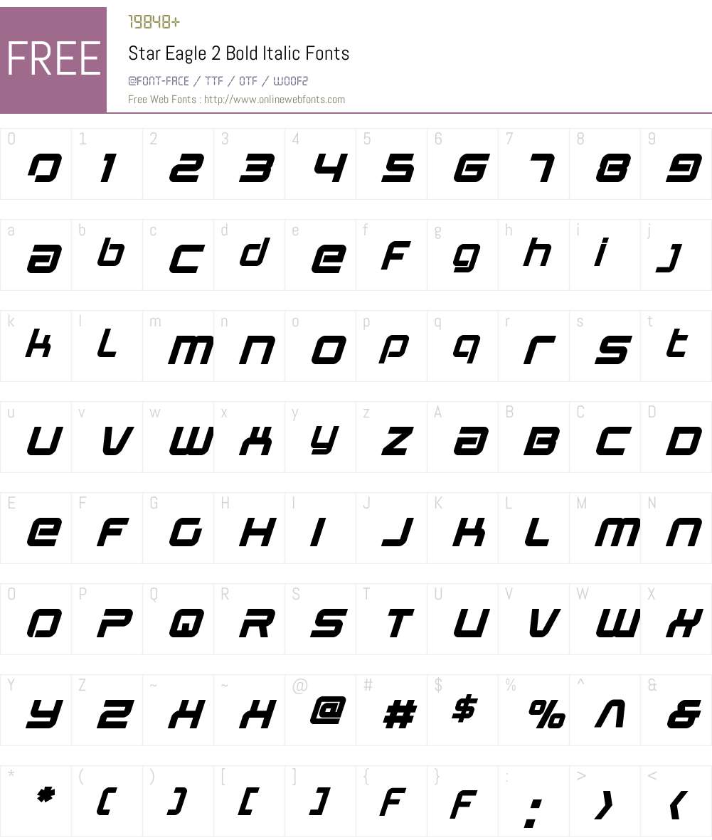 Star Eagle 2 Bold Italic 1.0; 2019 Fonts Free Download - OnlineWebFonts.COM