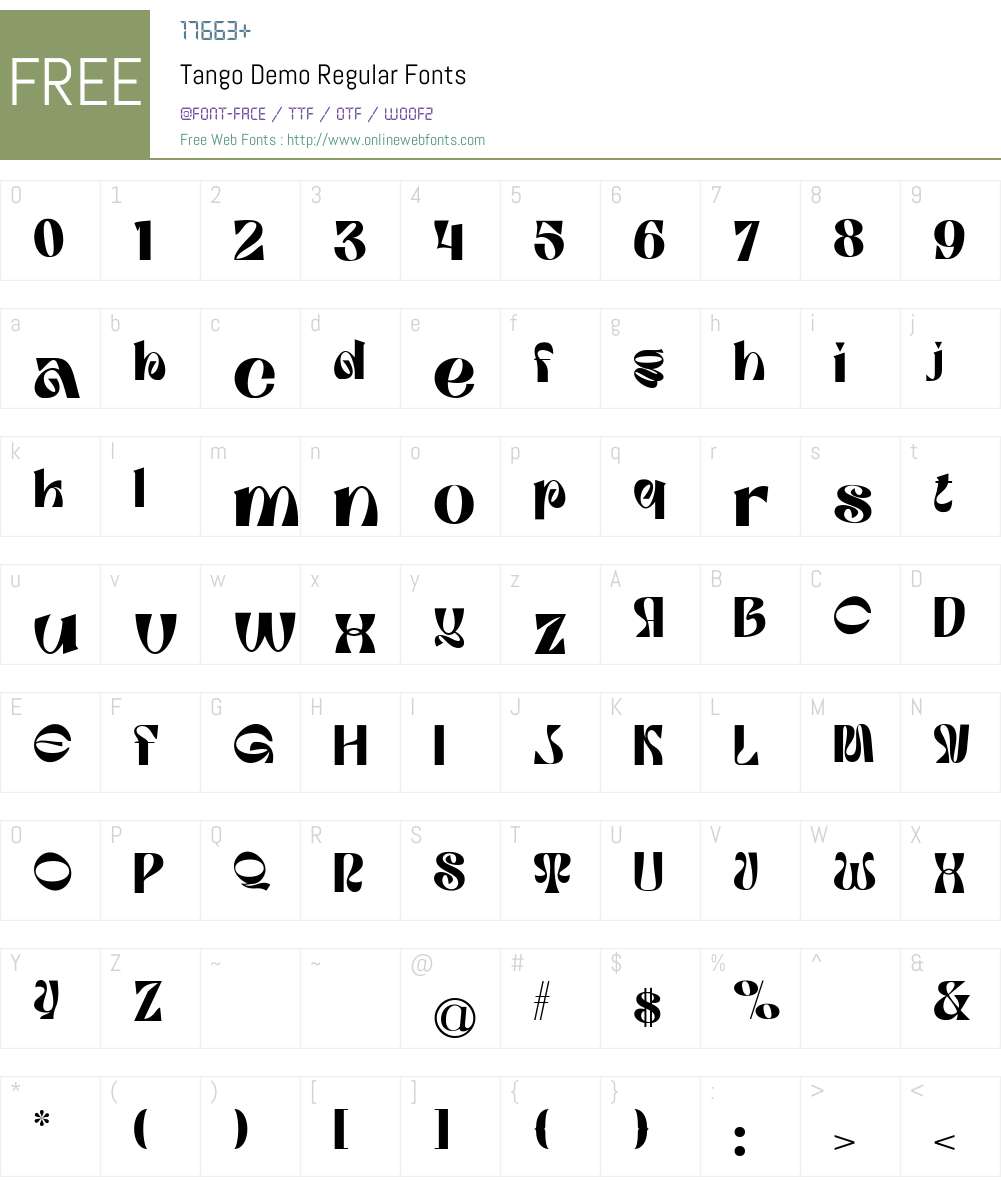Tango Demo 1.000 Fonts Free Download - OnlineWebFonts.COM