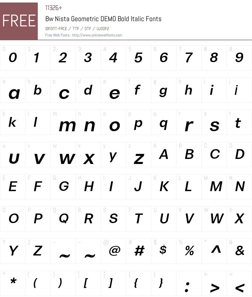 Bw Nista Geometric DEMO Bold Italic 1.000;PS 001.000;hotconv 1.0.88 ...