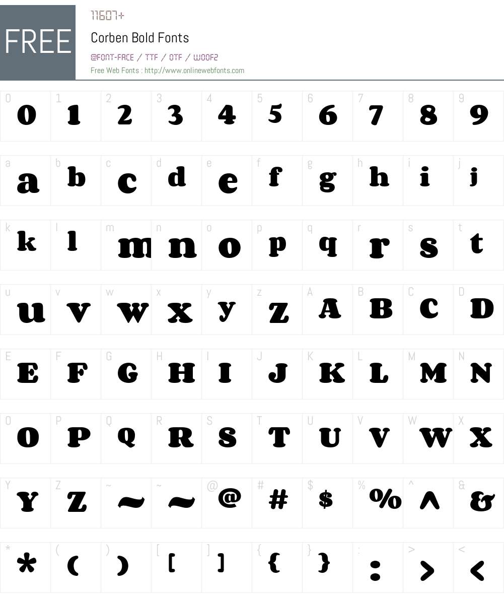Corben Bold 1.101; ttfautohint (v1.6) Fonts Free Download ...