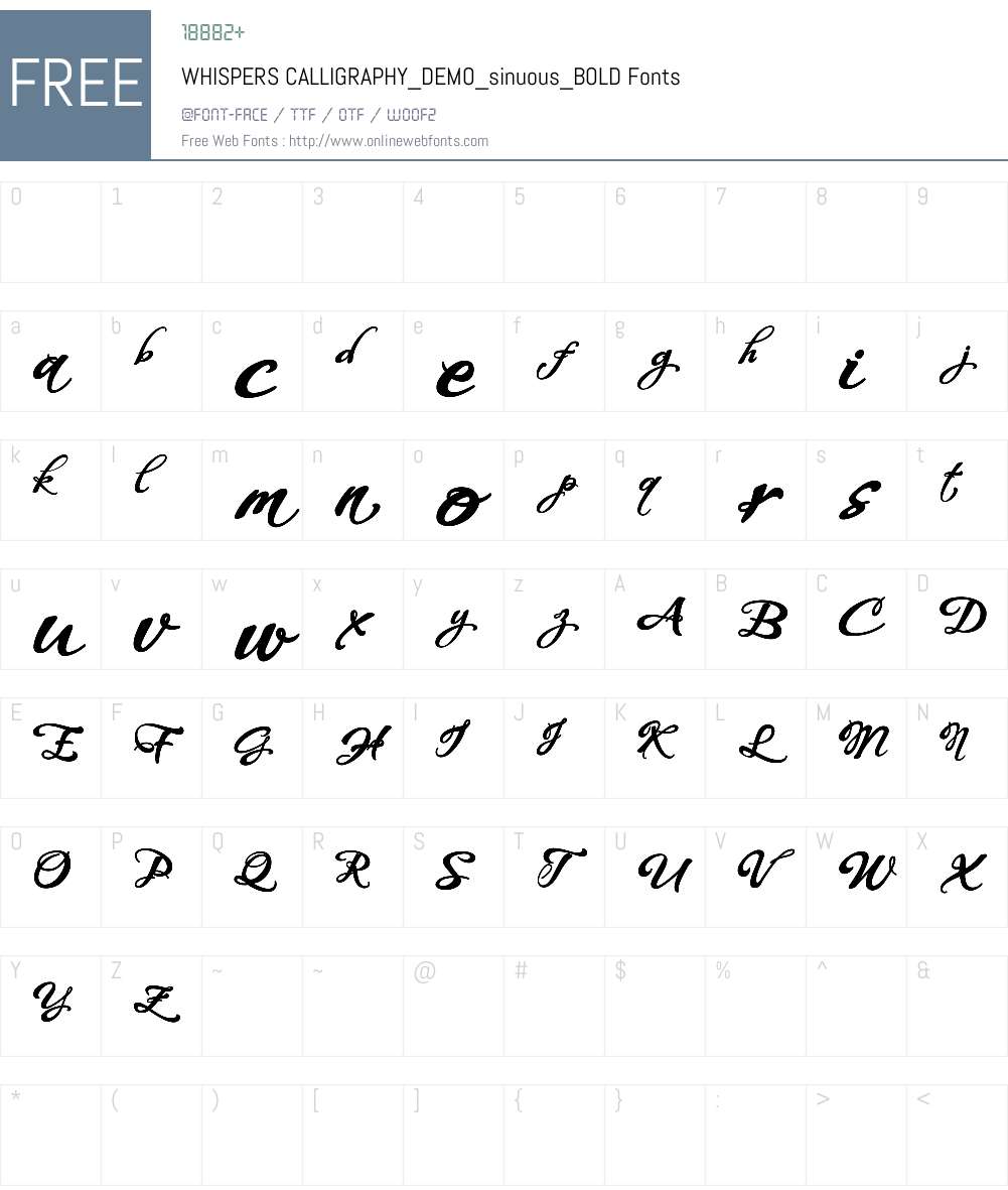WHISPERS CALLIGRAPHY_DEMO_sinuous_BOLD 1.00 September 20, 2016, initial ...