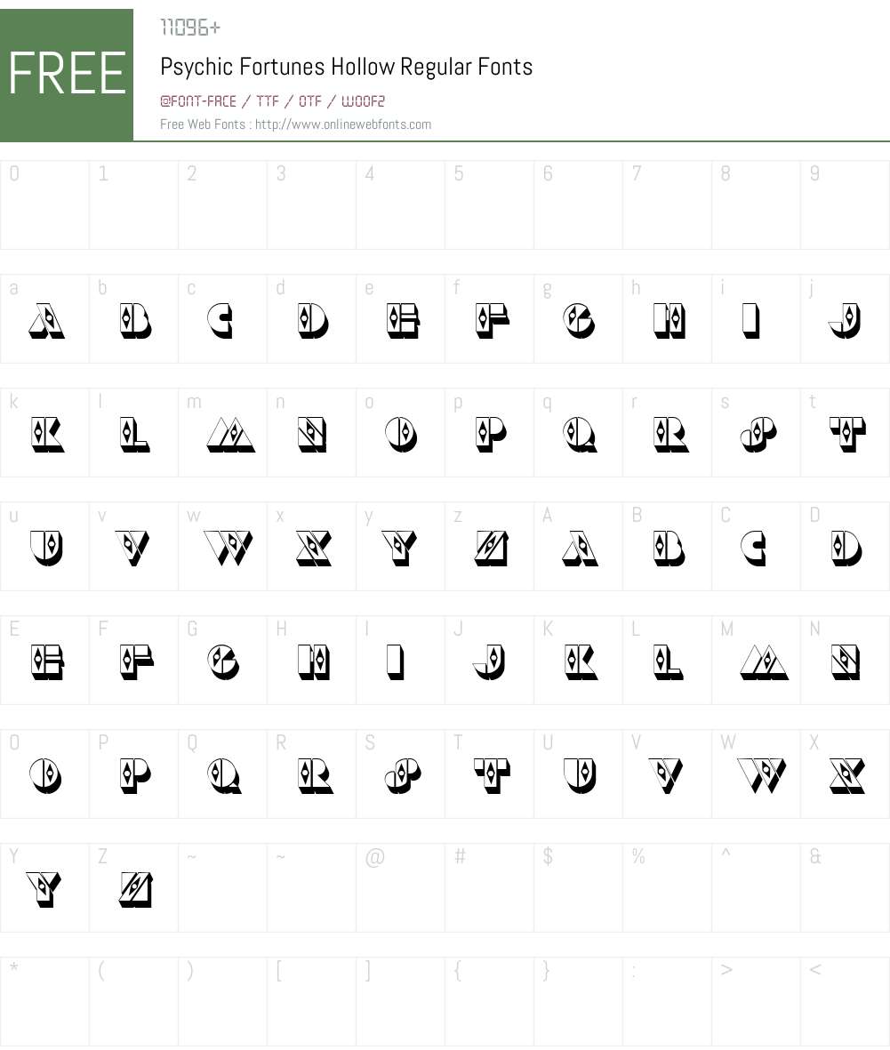 Psychic Fortunes Hollow Regular 1.000 Fonts Free Download ...