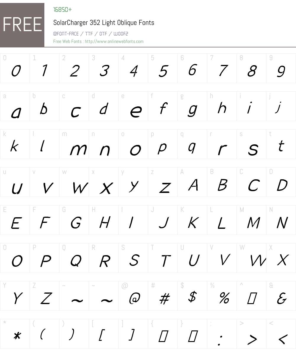 SolarCharger 352 Light Oblique 1.100 Fonts Free Download ...