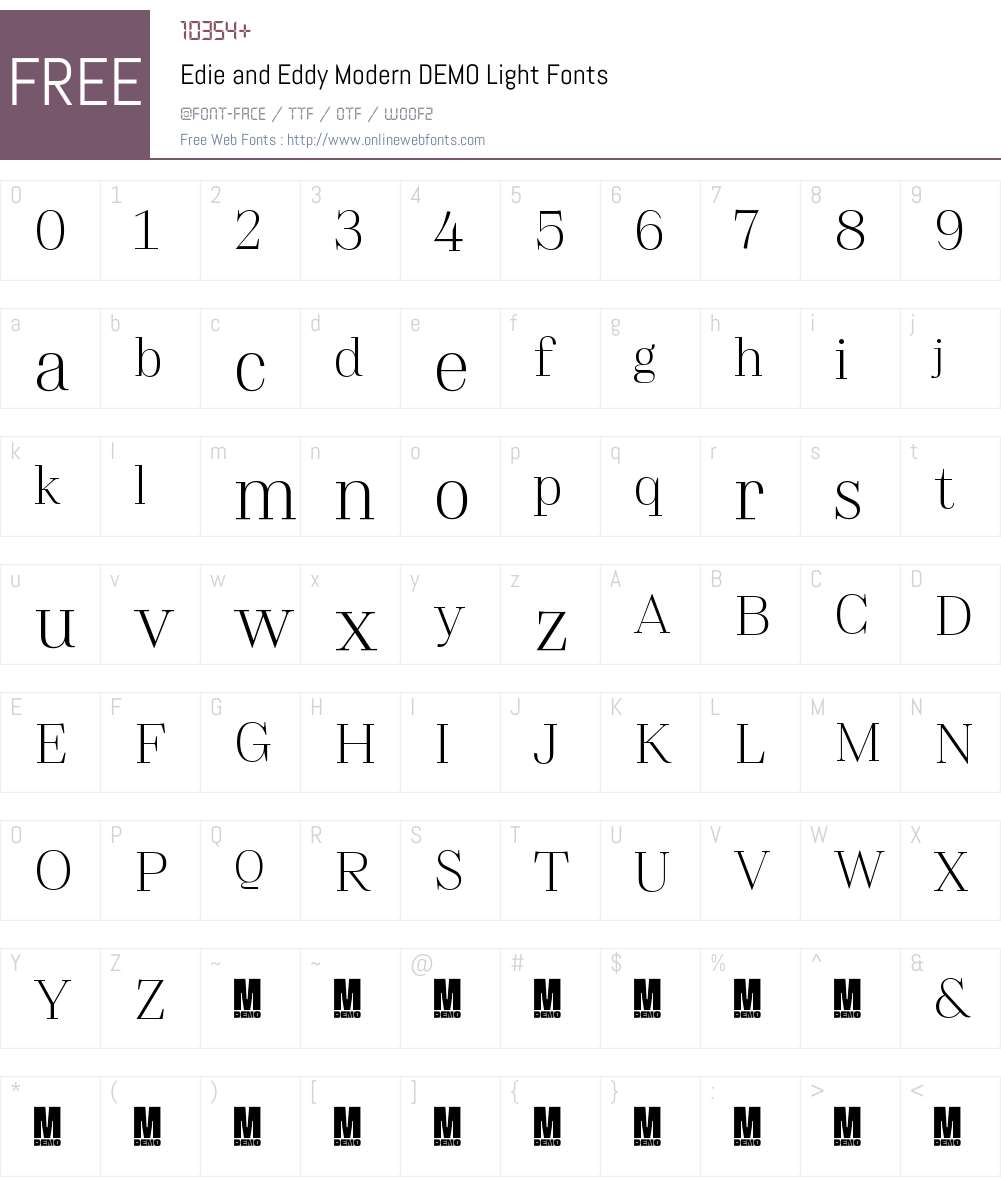 Edie and Eddy Modern DEMO Light 1.000;FEAKit 1.0 Fonts Free Download ...