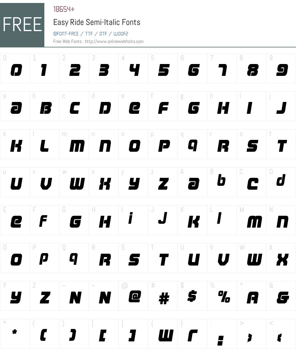 Easy Ride Semi-Italic 1.0; 2022 Fonts Free Download - OnlineWebFonts.COM