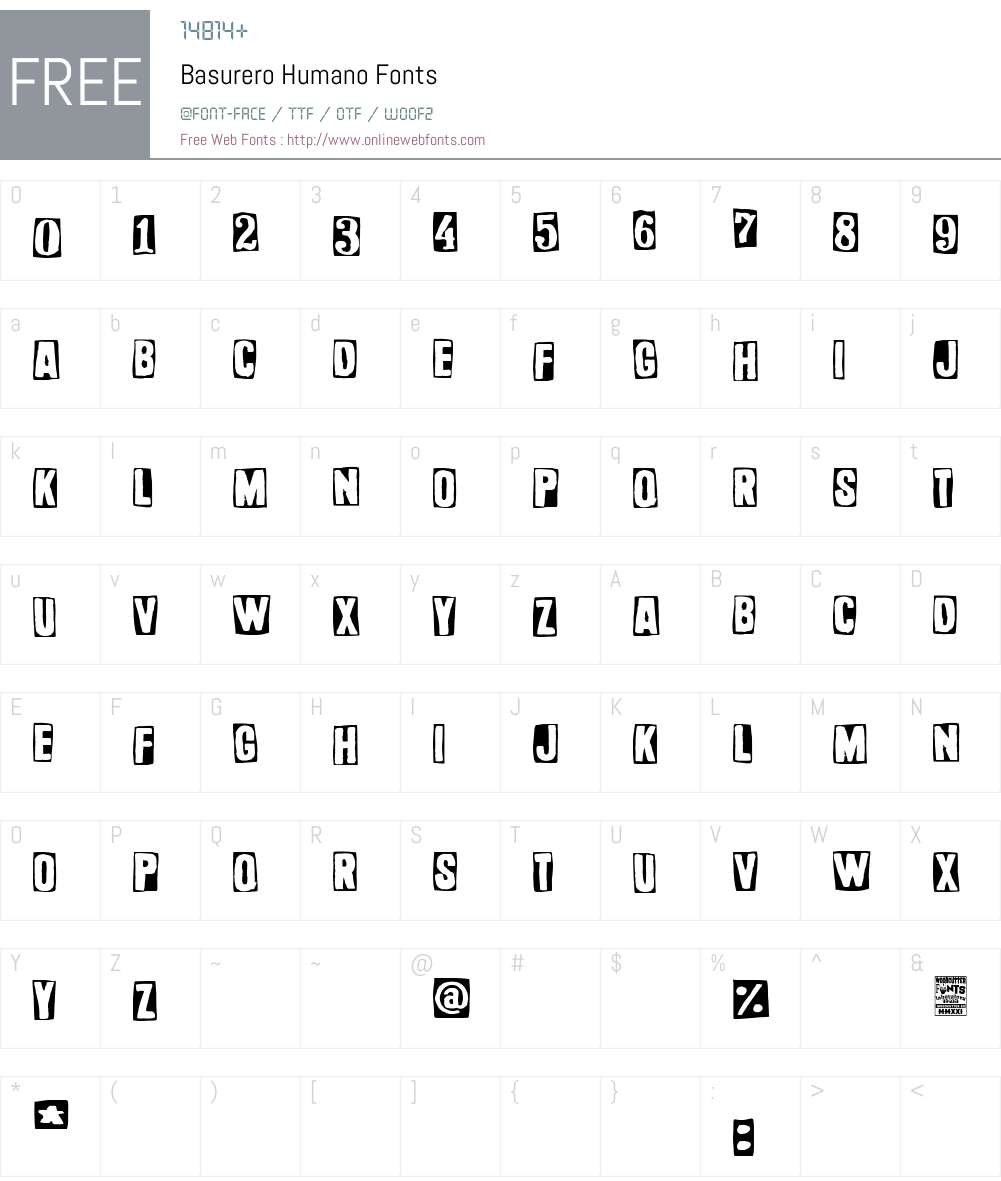 Basurero Humano 1.00;October 22, 2021;FontCreator 11.0.0.2388 64-bit ...