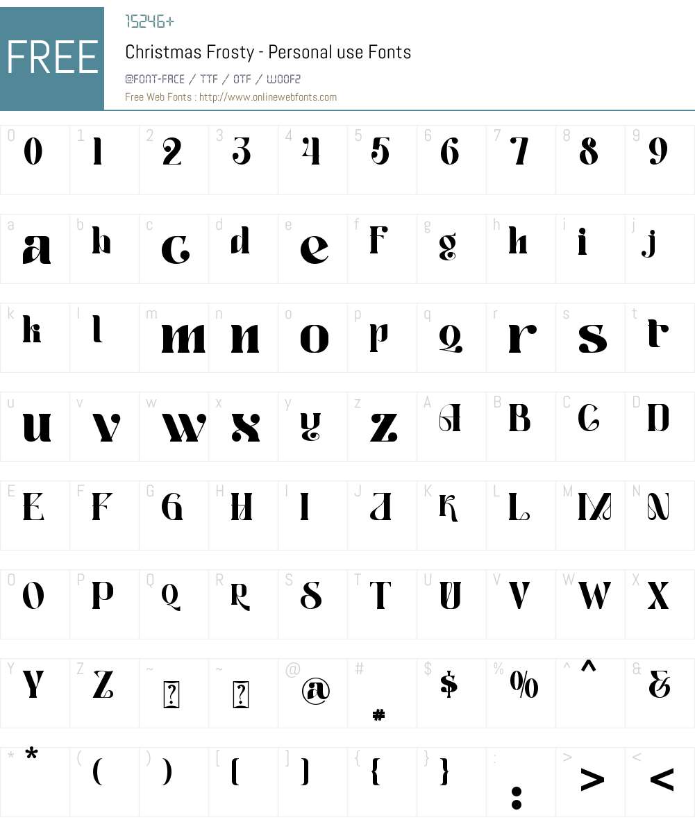 Christmas Frosty - Personal use 1.000;November 22, 2023;FontCreator 15 ...