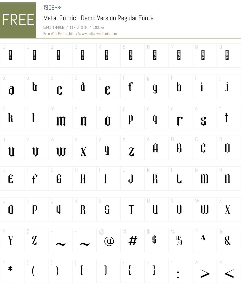 Metal Gothic - Demo Version 1.000 Fonts Free Download - OnlineWebFonts.COM