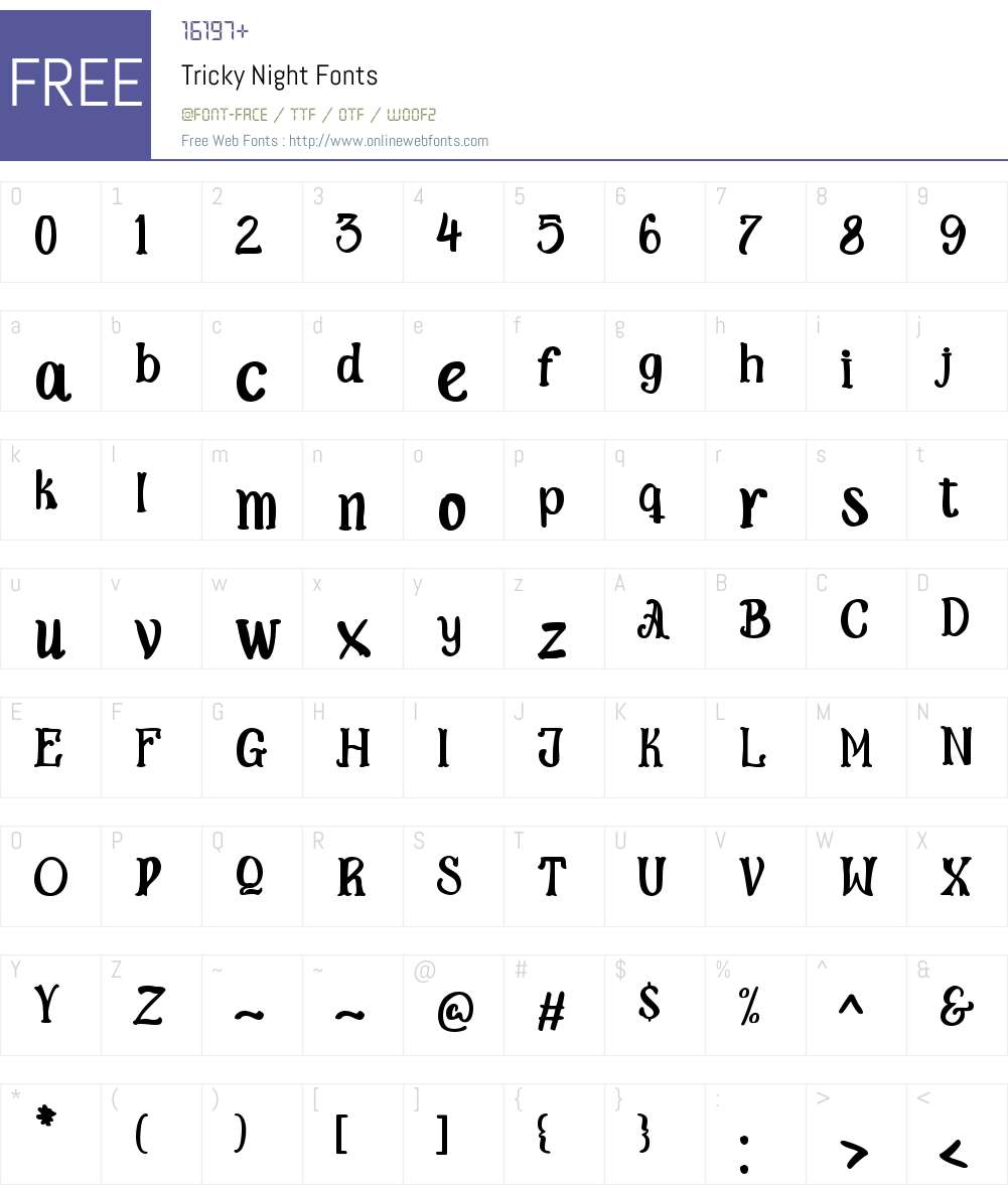 Tricky Night 1.00;September 14, 2022;FontCreator 12.0.0.2567 64-bit Fonts Free Download ...