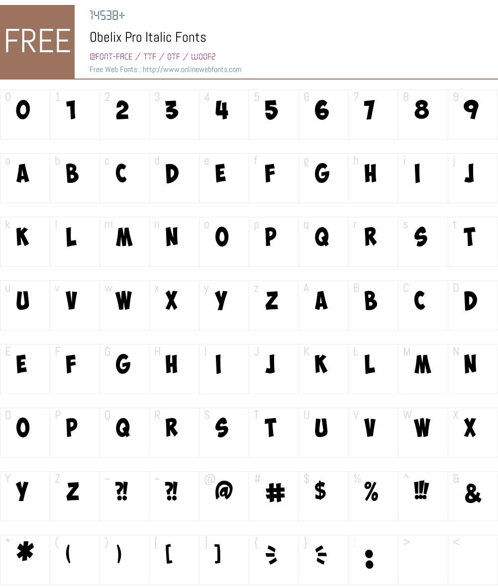 Obelix Pro Italic 1.00, 2011 Fonts Free Download - OnlineWebFonts.COM