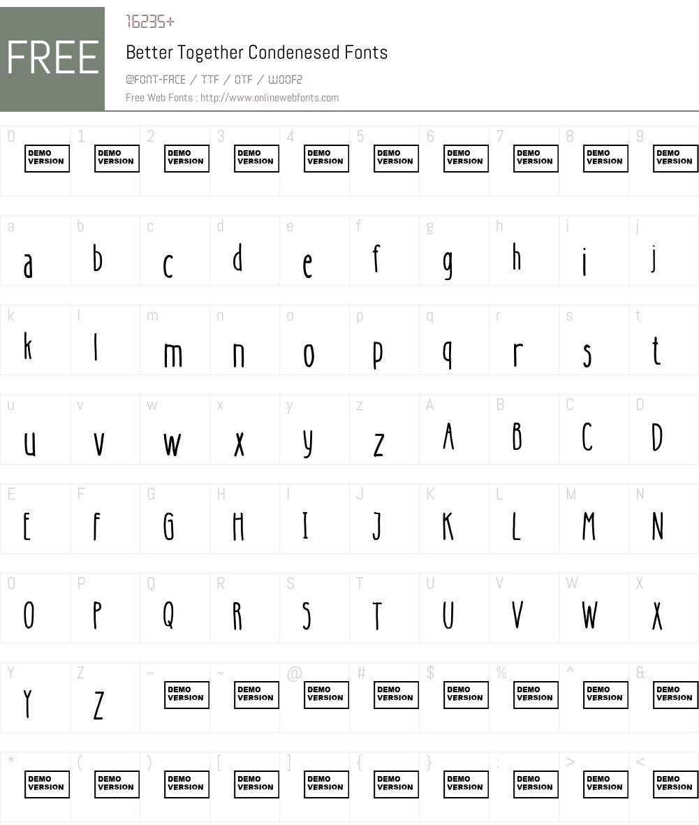 Better Together Condenesed 1.000 Fonts Free Download - OnlineWebFonts.COM
