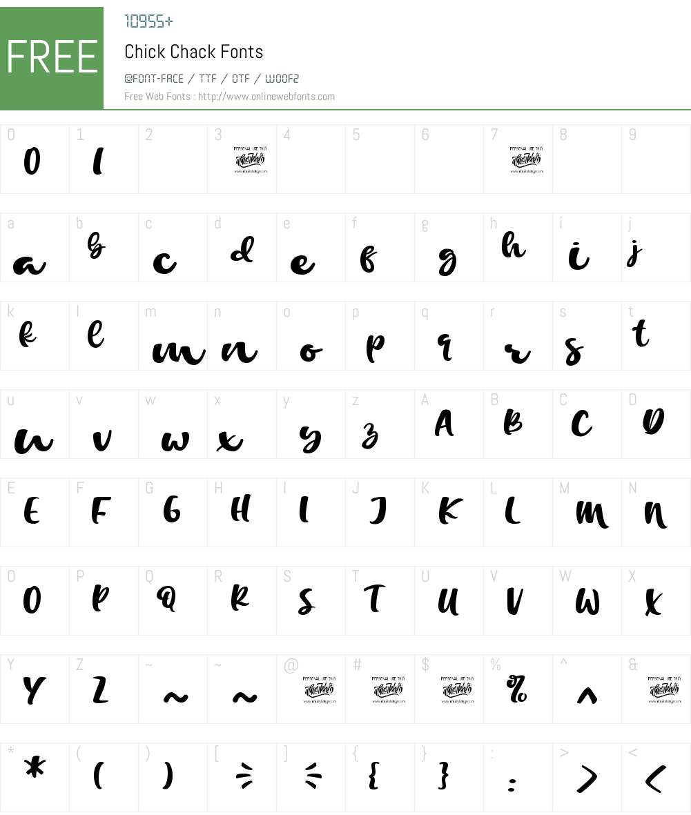 Chick Chack 1.00;April 9, 2021;FontCreator 13.0.0.2683 64-bit Fonts ...