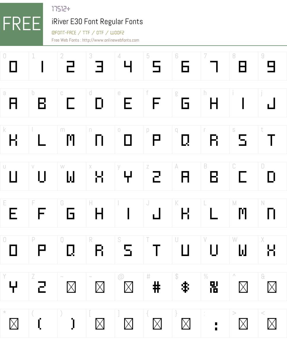 iRiver E30 Font 1.0 Fonts Free Download - OnlineWebFonts.COM