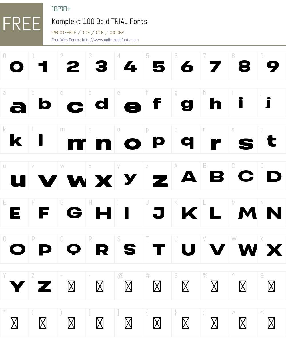 Komplekt 100 Bold TRIAL 1.001;Glyphs 3.2 (3202) Fonts Free Download ...
