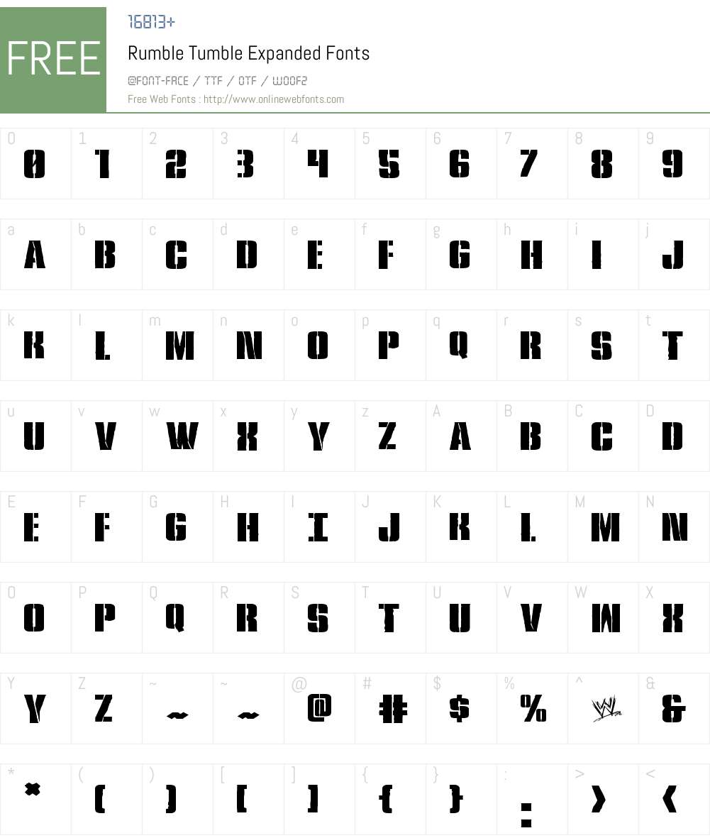 Rumble Tumble Expanded 1.0; 2020 Fonts Free Download - OnlineWebFonts.COM