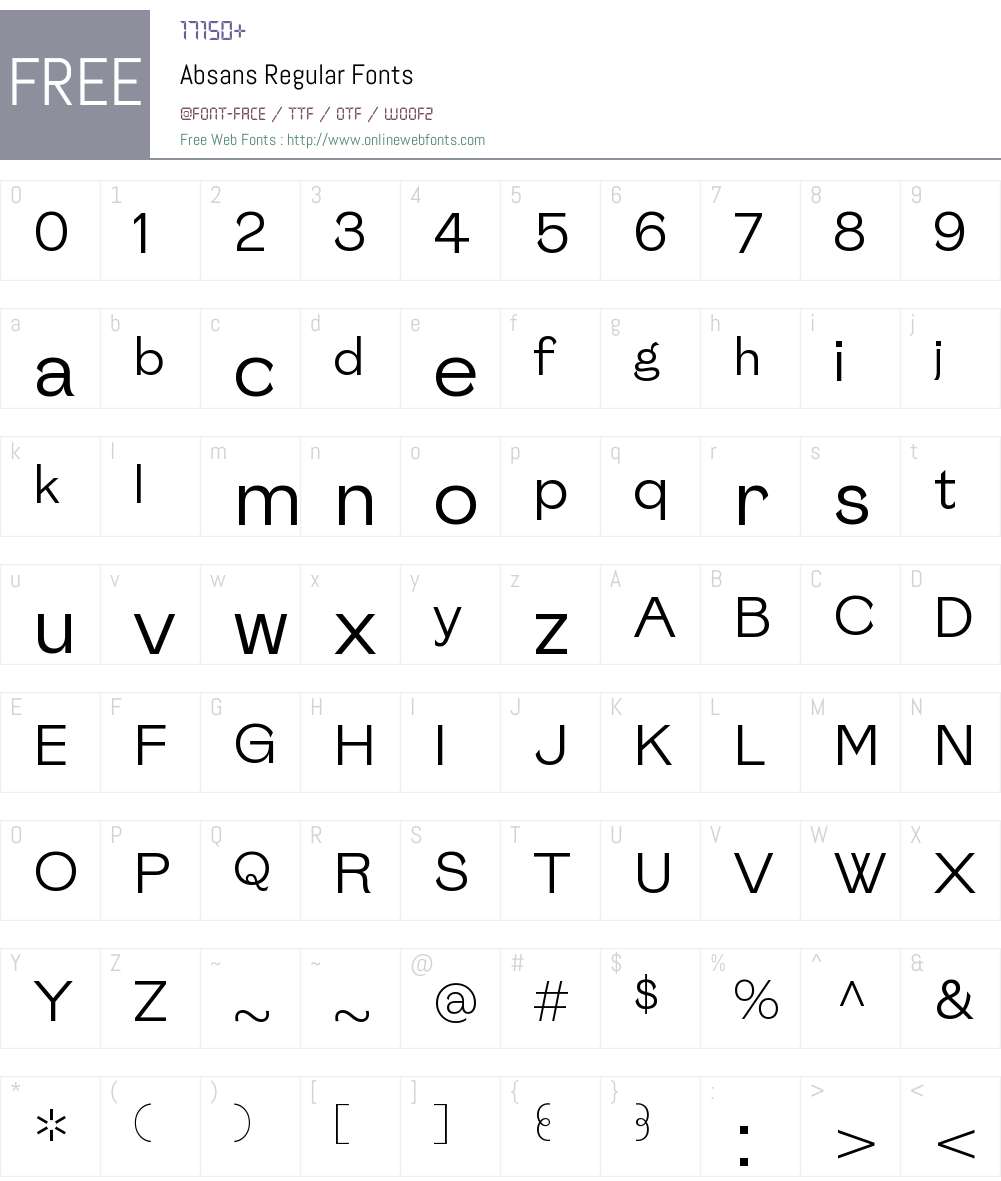 Absans 1.200;Glyphs 3.2 (3217) Fonts Free Download - OnlineWebFonts.COM