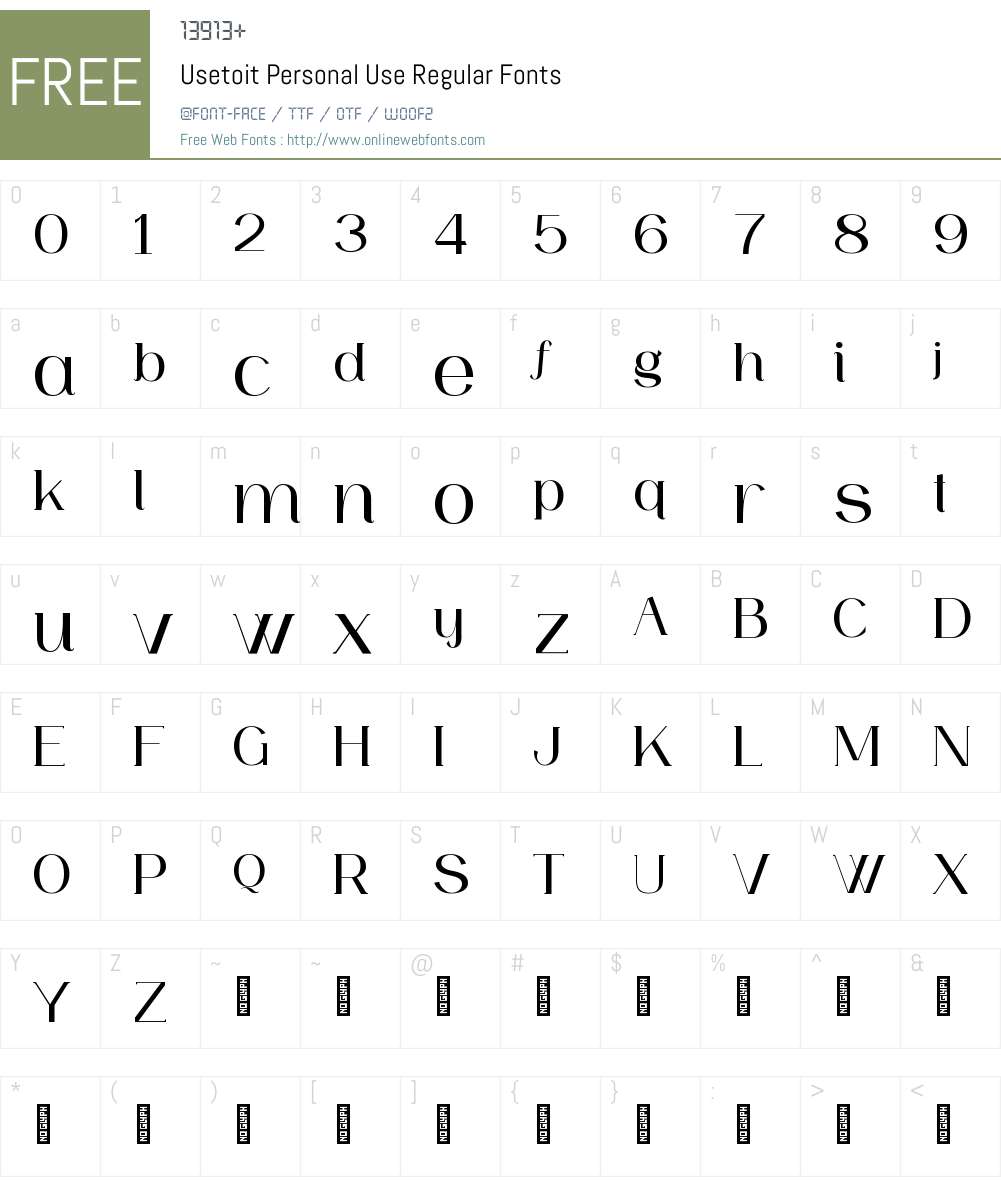 Usetoit Personal Use 1.000;Glyphs 3.1.2 (3151) Fonts Free Download ...