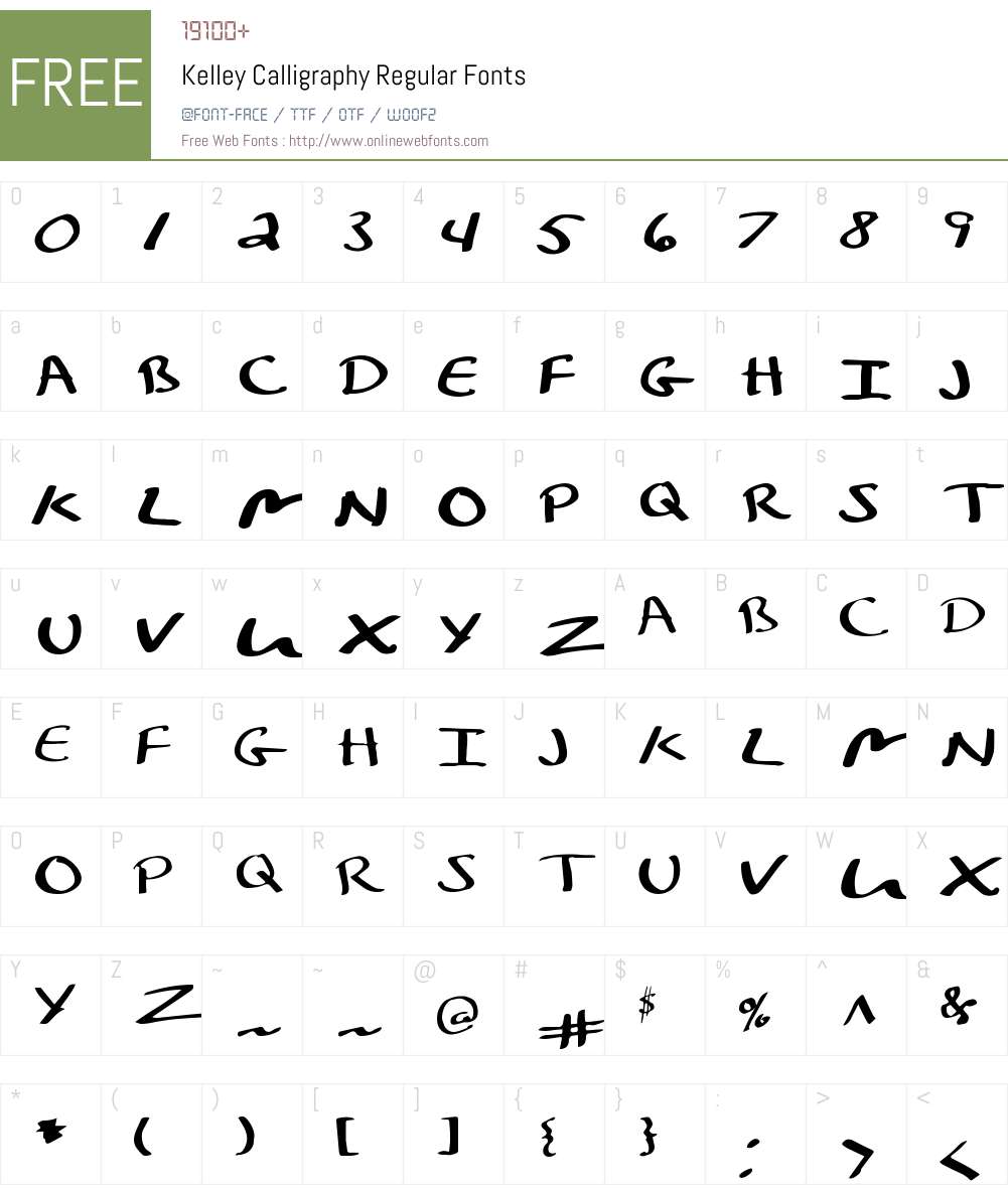 Kelley Calligraphy Regular 1.00 2013 Fonts Free Download ...