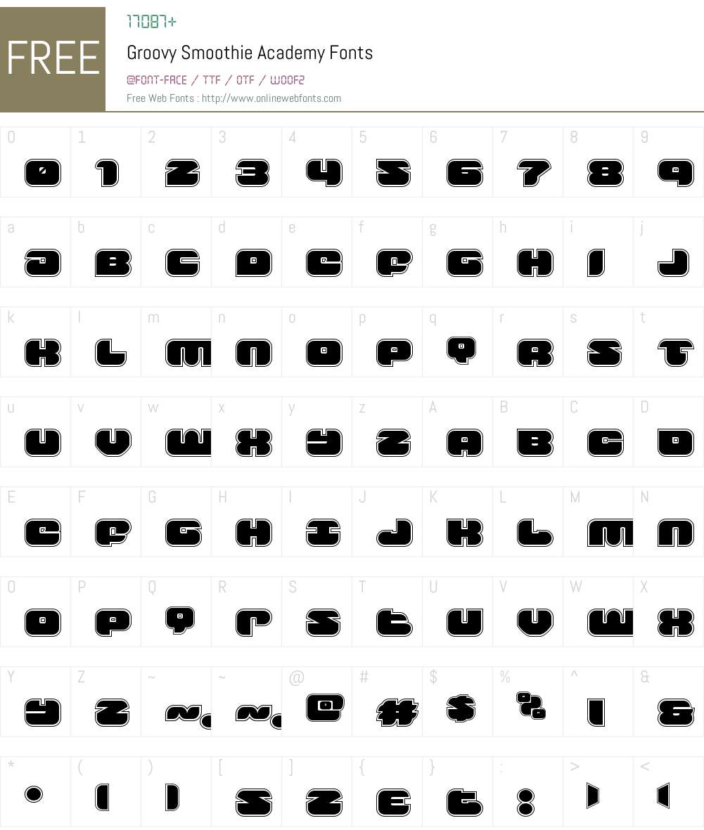 Groovy Smoothie Academy 1.0; 2018 Fonts Free Download - OnlineWebFonts.COM