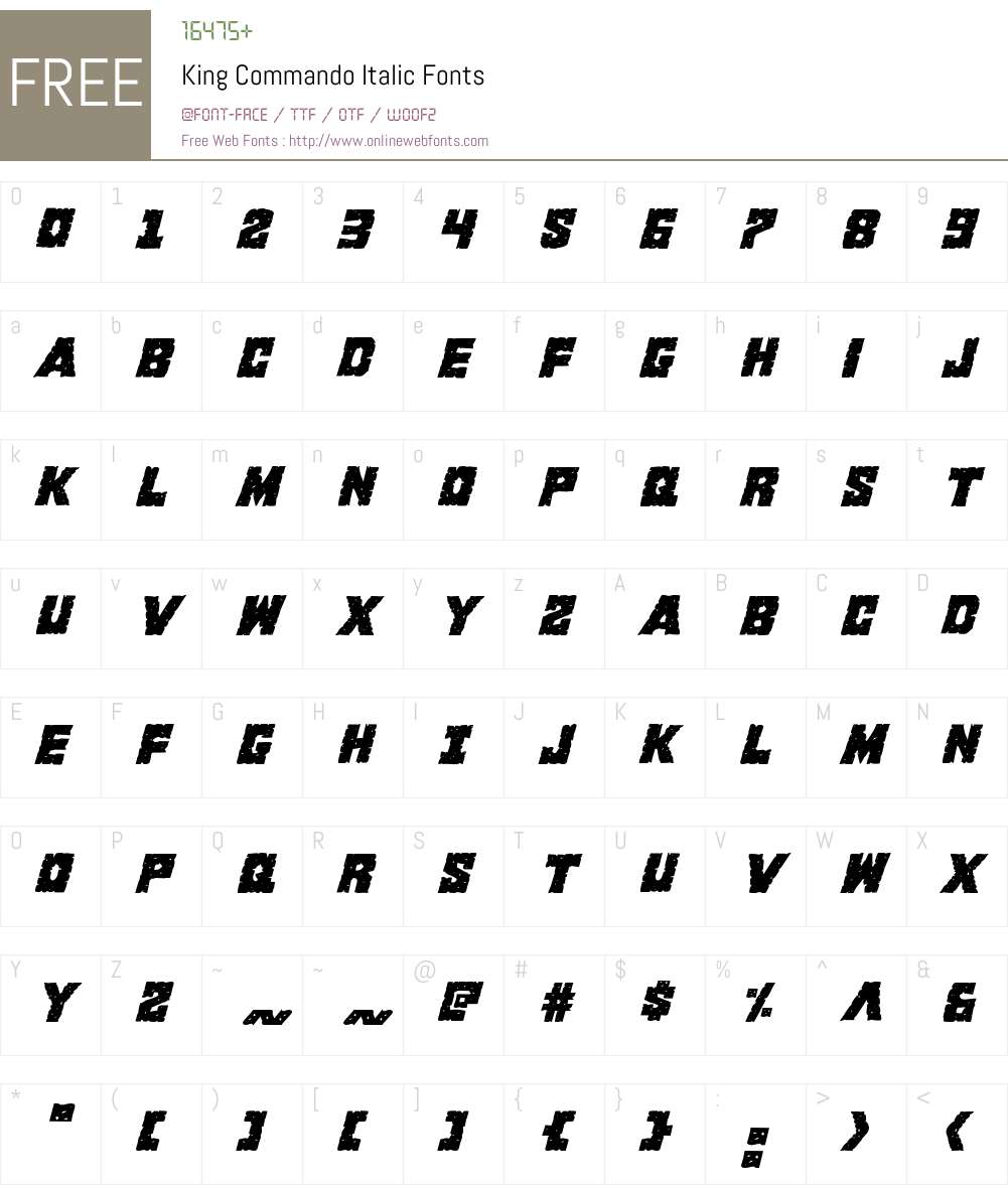 King Commando Italic 001.000 Fonts Free Download - OnlineWebFonts.COM