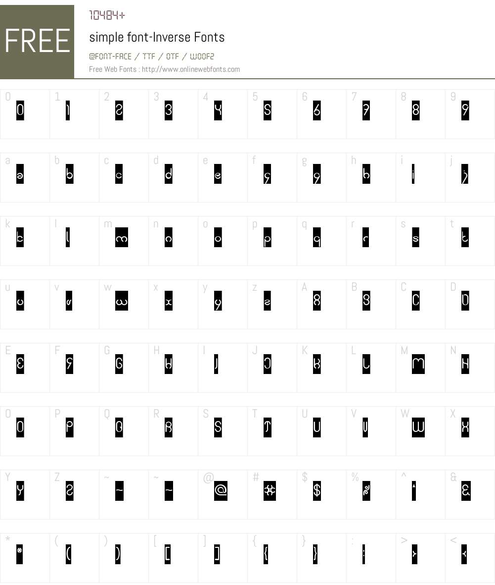 simple font-Inverse 1.00;May 12, 2020;FontCreator 11.5.0.2430 64-bit ...