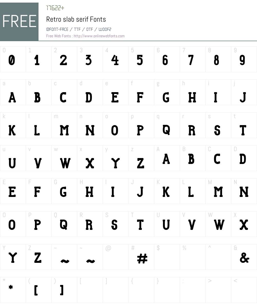 Retro slab serif 1.00 December 22, 2014, initial release Fonts Free ...