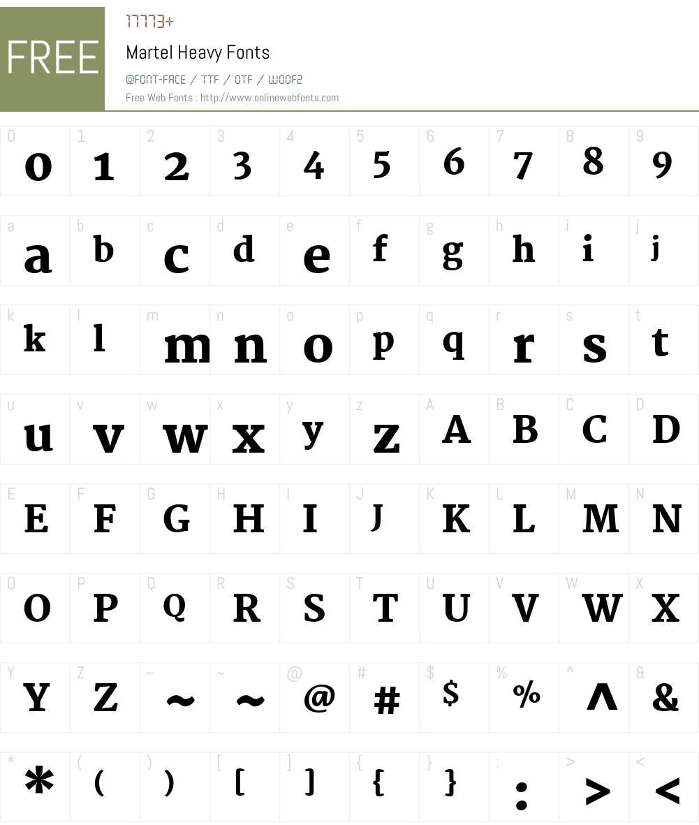 Martel Heavy 1.001; ttfautohint (v1.1) -l 5 -r 5 -G 72 -x 0 -D latn -f ...