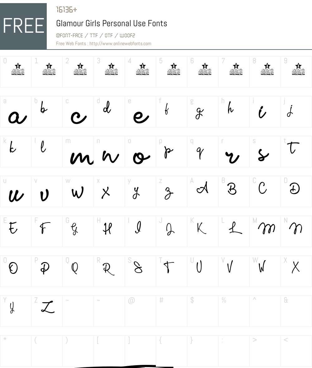 Glamour Girls Personal Use 1.000 Fonts Free Download - OnlineWebFonts.COM