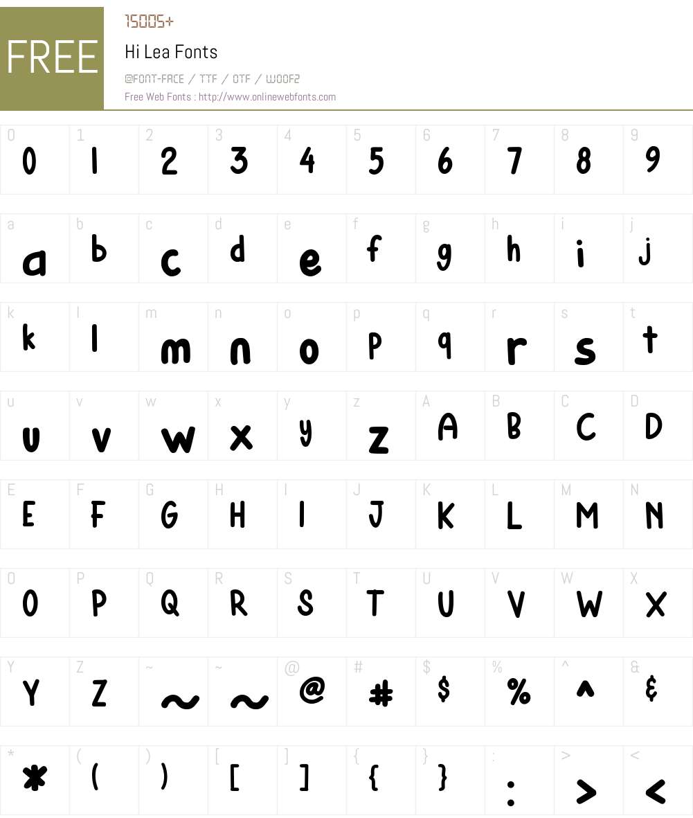 Hi Lea 1.00;November 17, 2021;FontCreator 11.5.0.2427 32-bit Fonts Free ...
