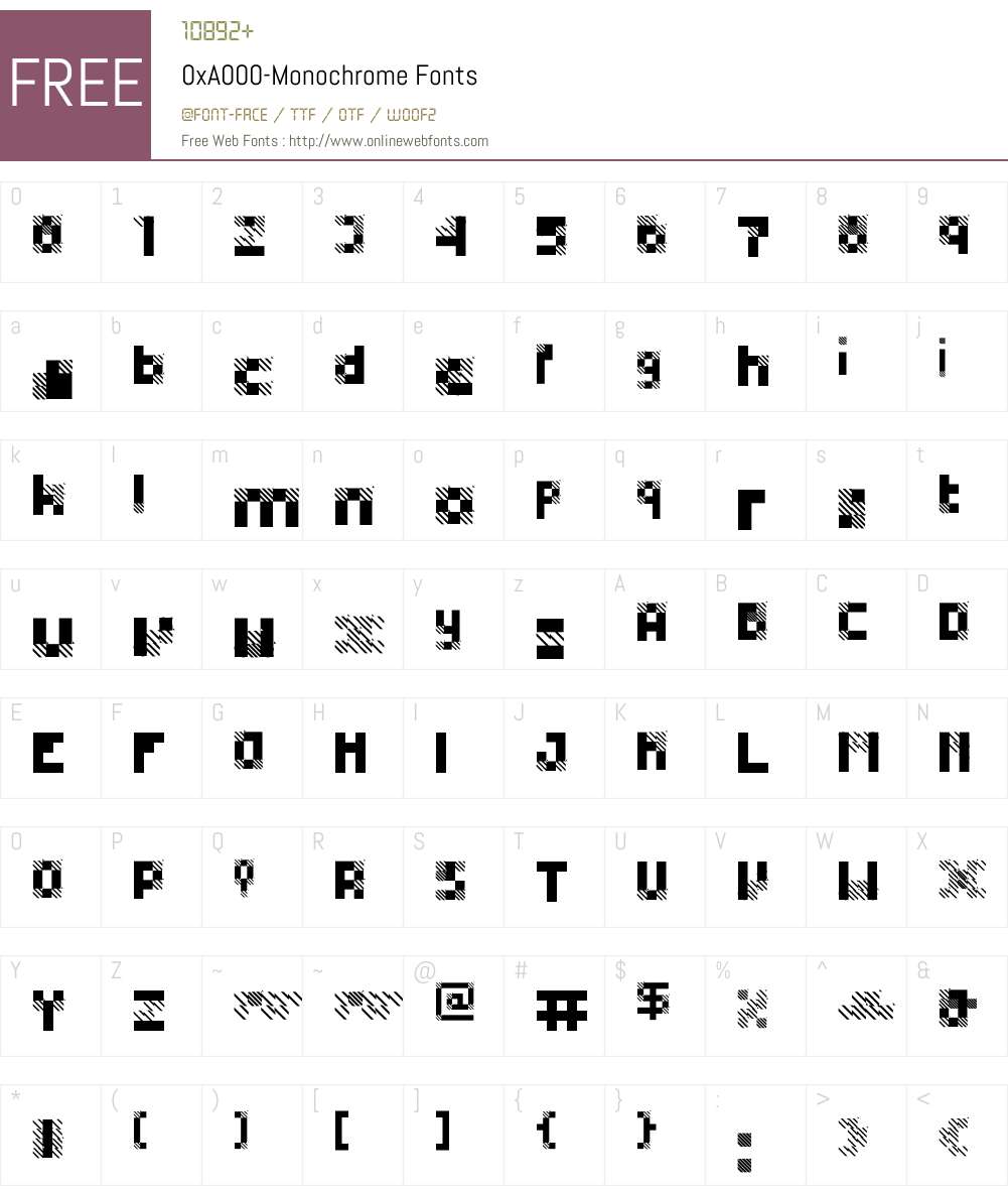 0xA000-Monochrome 0.1 Fonts Free Download - OnlineWebFonts.COM
