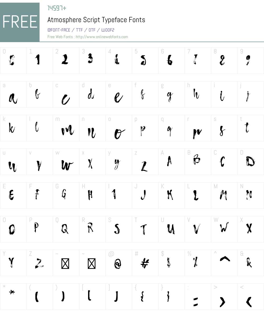 Atmosphere Script Typeface 1.00 December 20, 2015, initial release ...