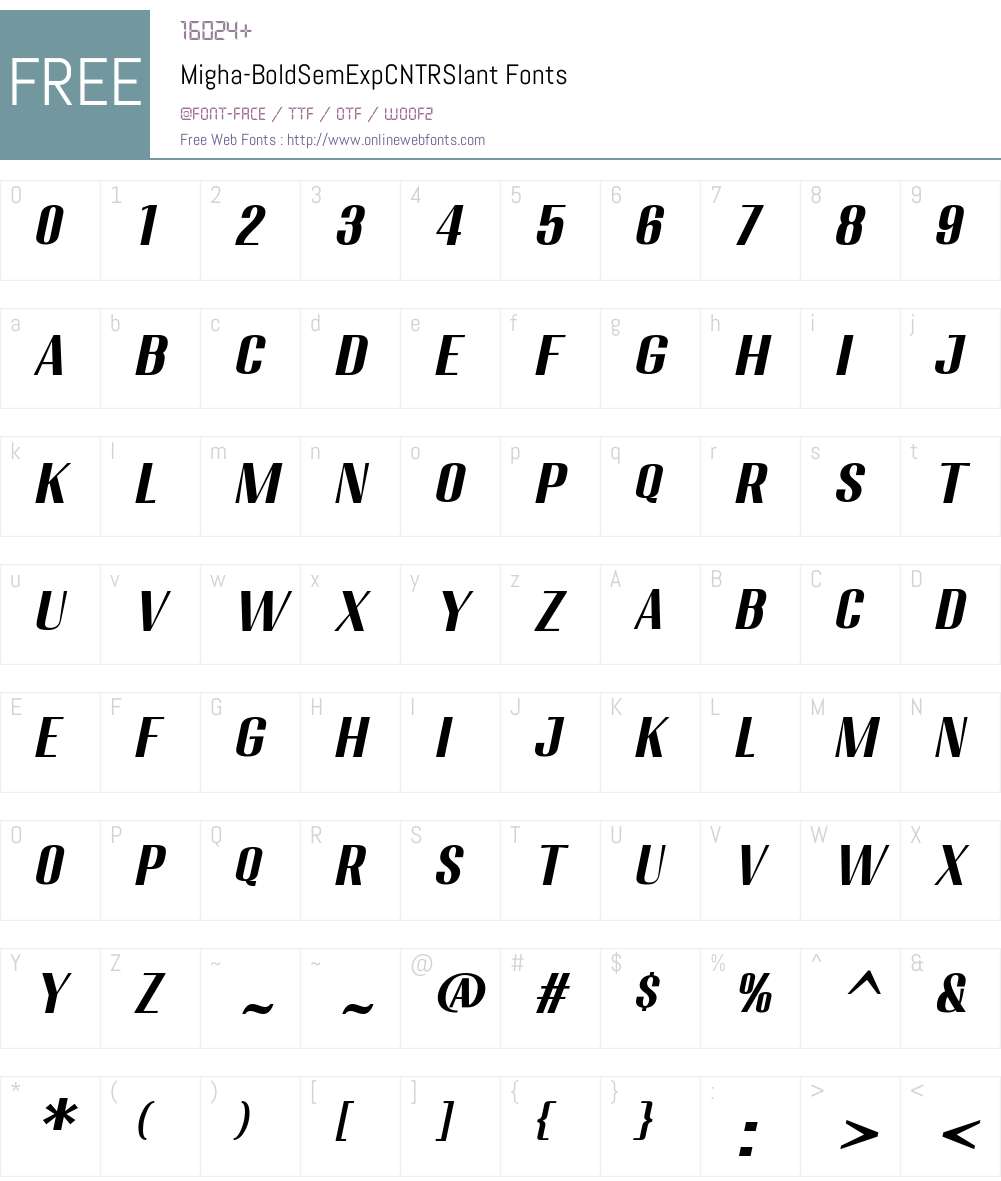 Migha-BoldSemExpCNTRSlant 1.000 Fonts Free Download - OnlineWebFonts.COM