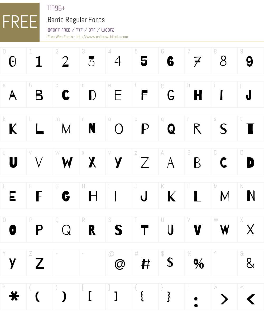Barrio Regular 1.005 Fonts Free Download - OnlineWebFonts.COM