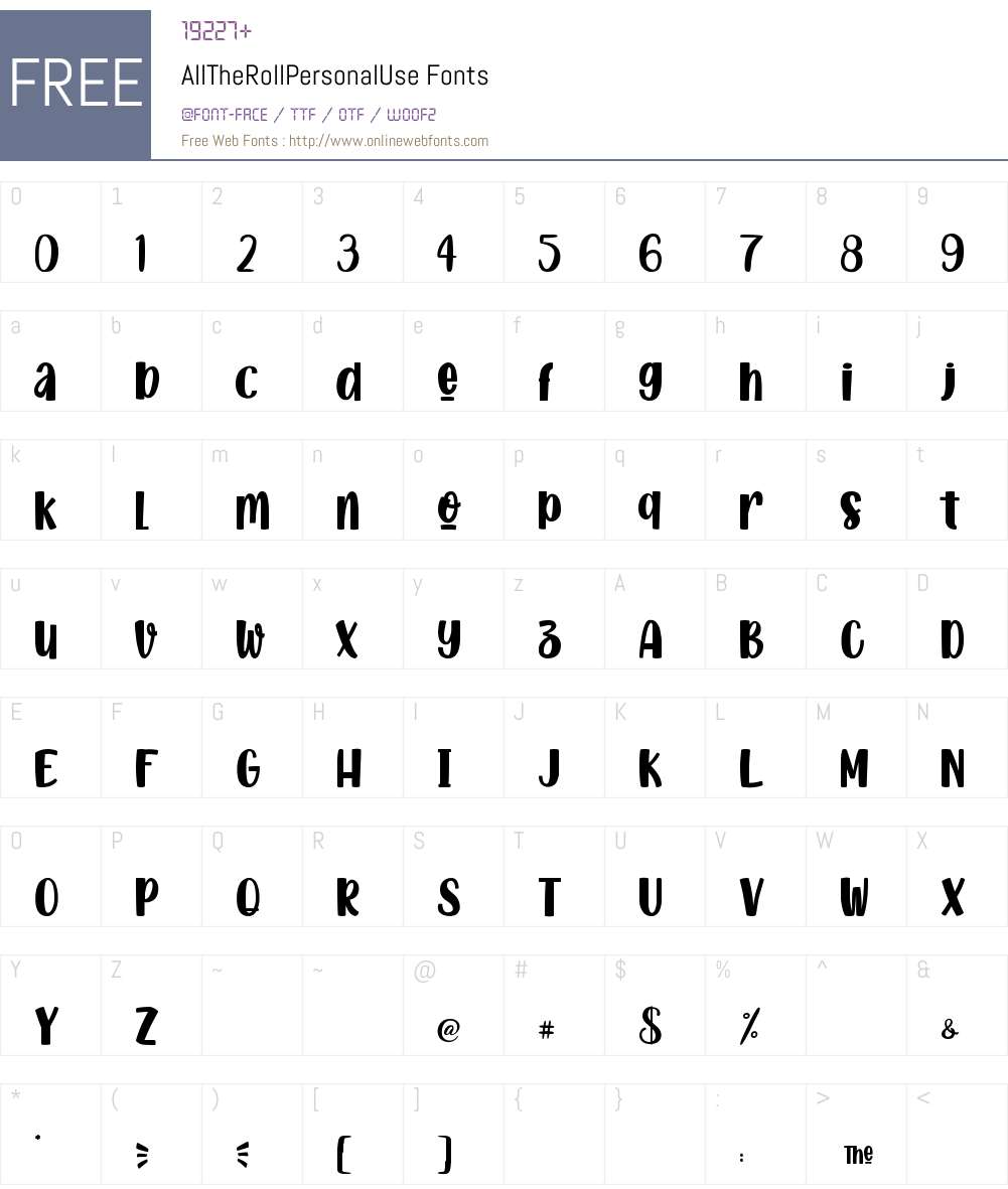 All The Roll - Personal Use 1.000 Fonts Free Download - OnlineWebFonts.COM