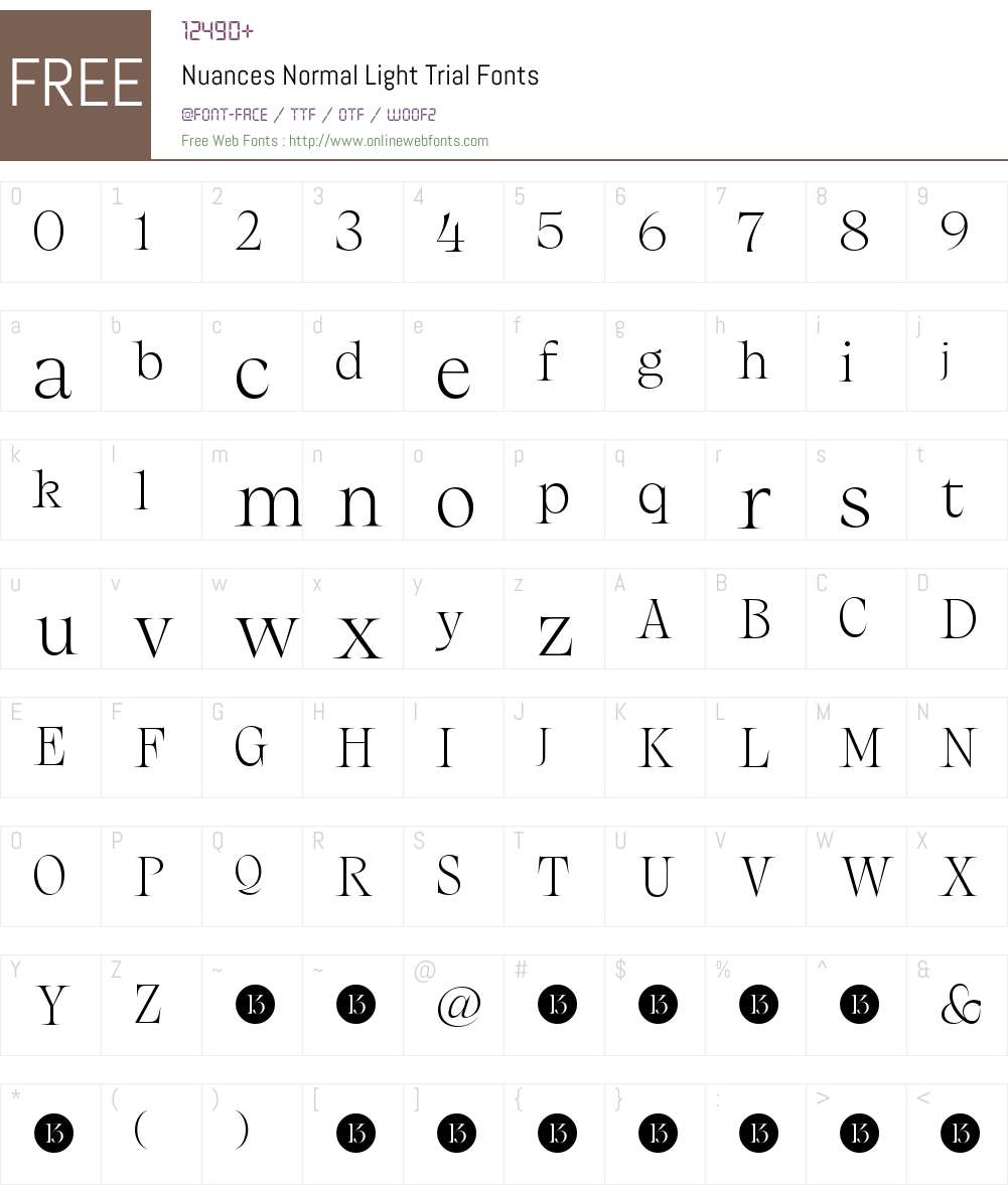 Nuances Normal Light Trial 1.001;Glyphs 3.1.1 (3140) Fonts Free ...