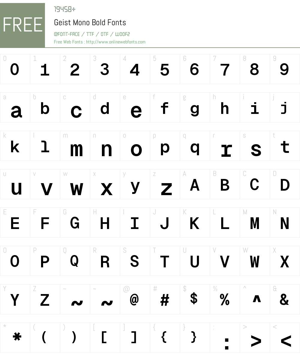 Geist Mono Bold 1.002;Glyphs 3.1.2 (3151) Fonts Free Download ...