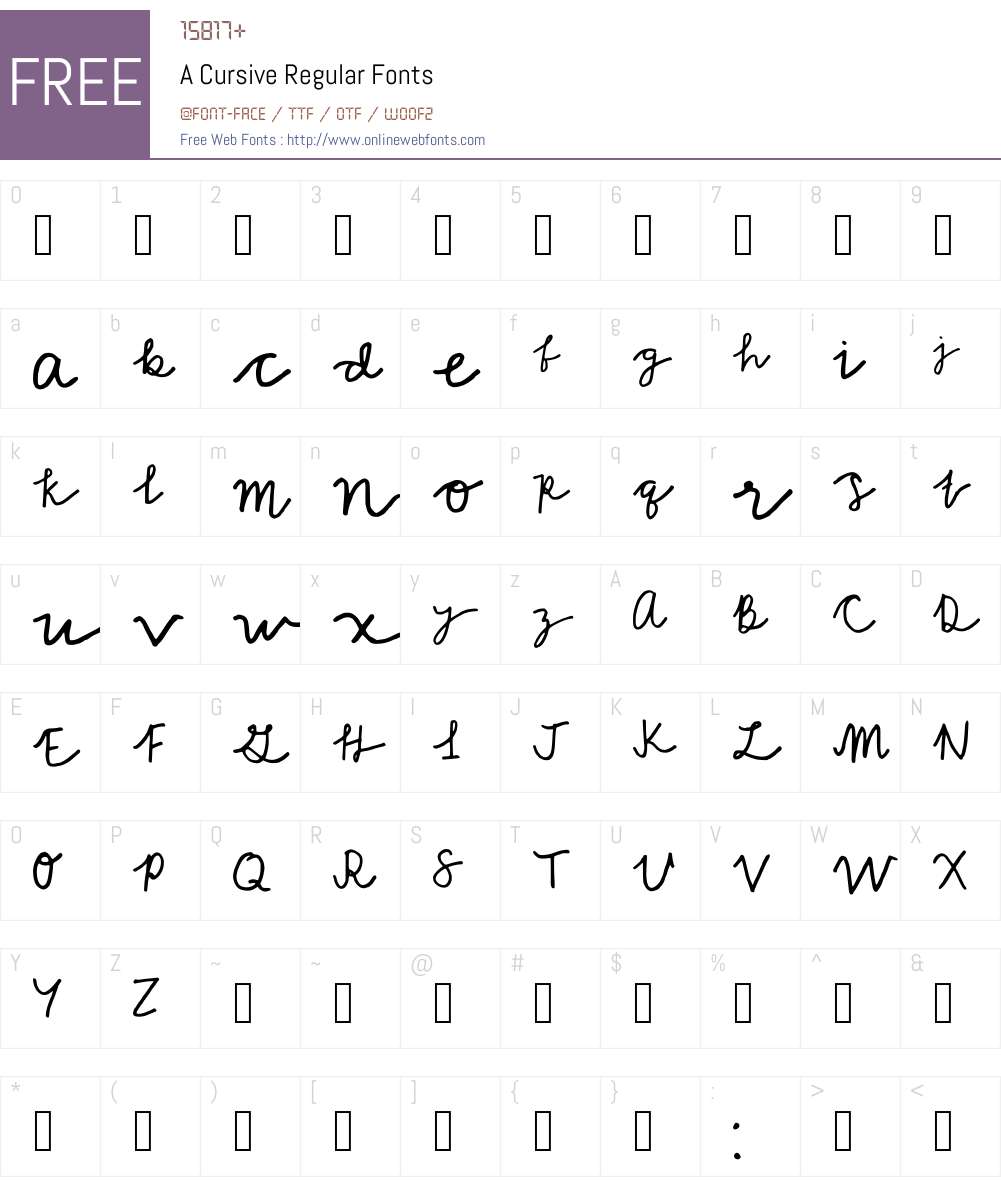 A Cursive Regular 001.000 Fonts Free Download - OnlineWebFonts.COM