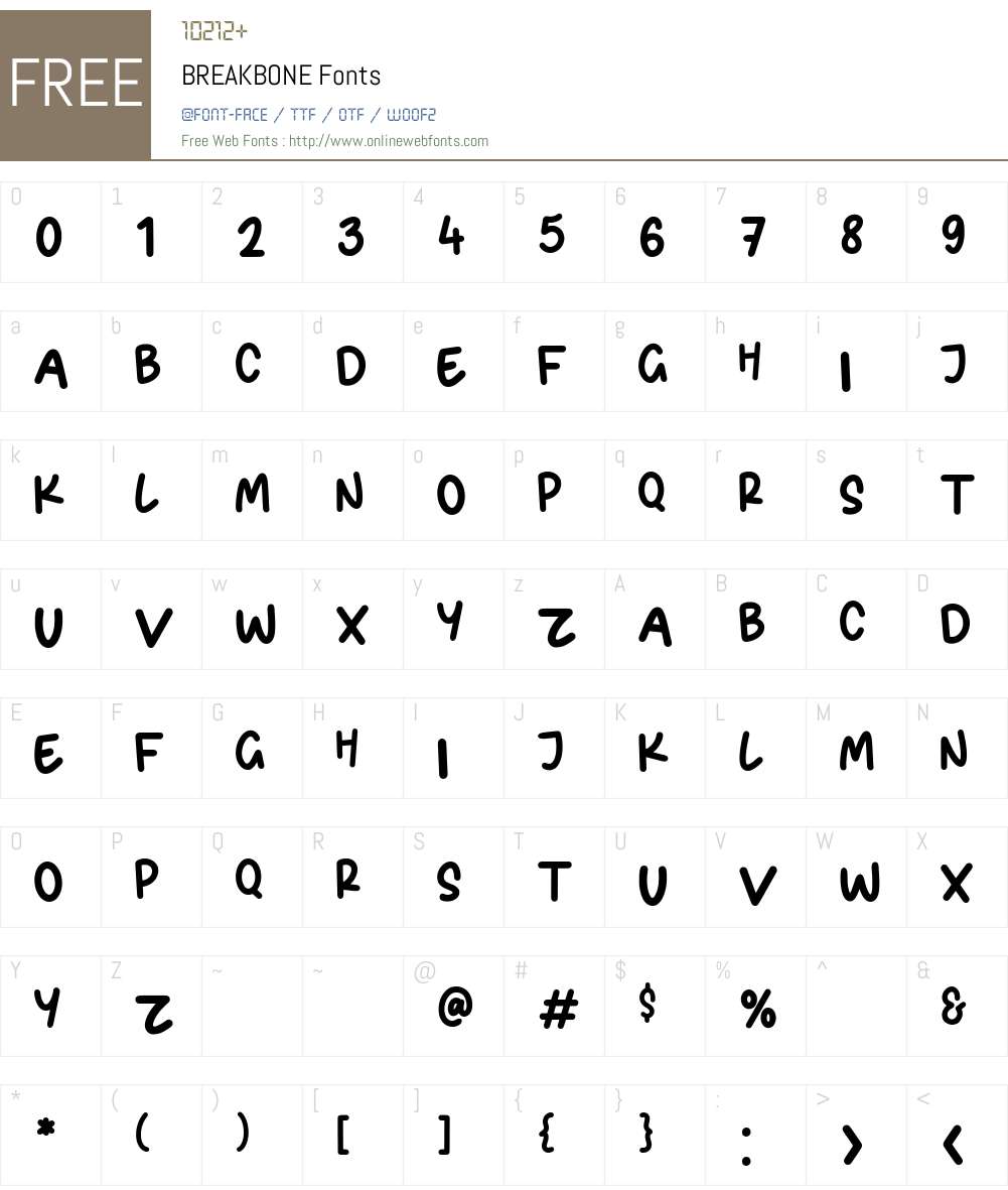 BREAKBONE 1.00;August 11, 2020;FontCreator 11.5.0.2430 64-bit Fonts ...