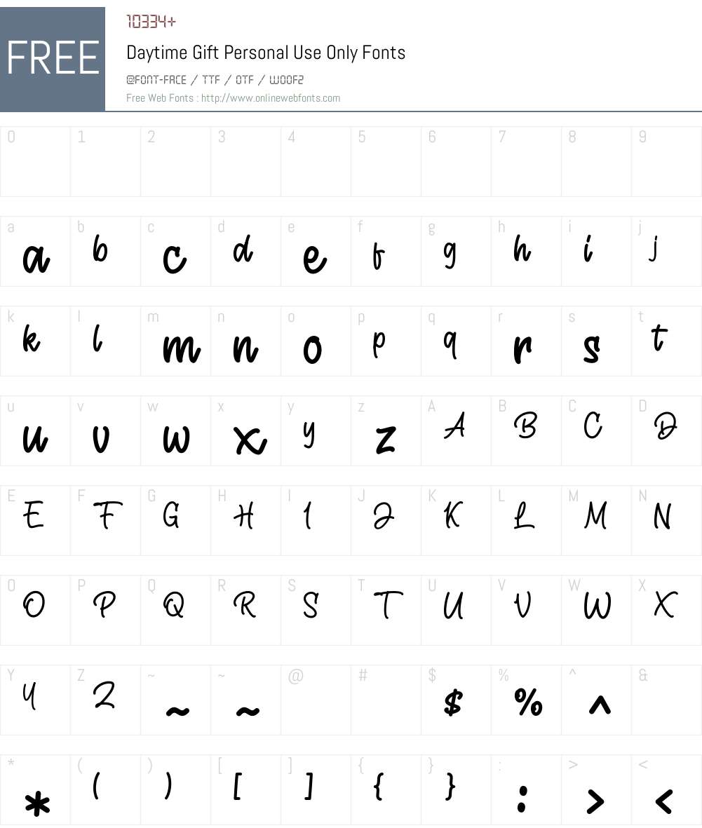 Daytime Gift Personal Use Only 1.00;January 8, 2021;FontCreator 11.0.0 ...
