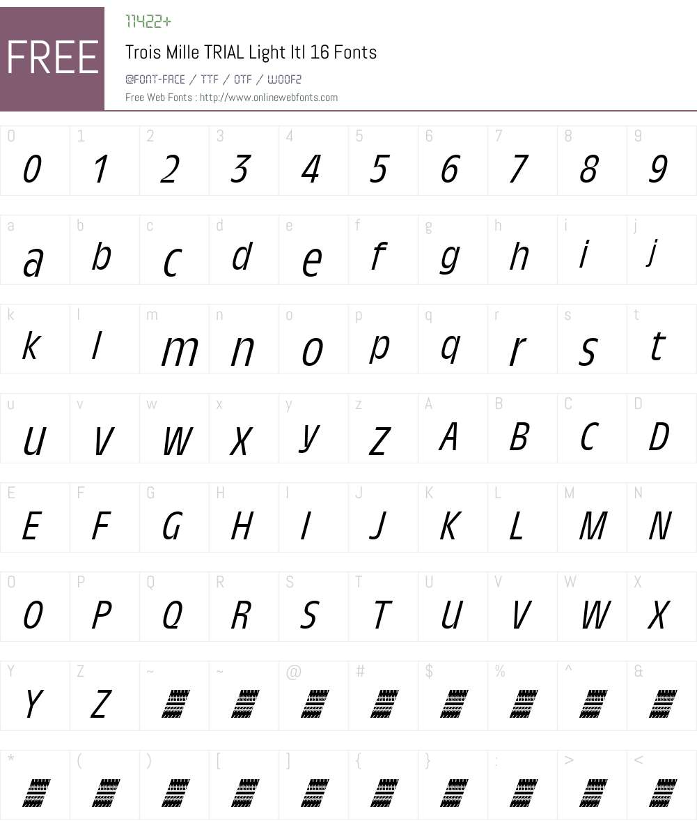Trois Mille TRIAL Light Itl 16 1.000;hotconv 1.0.109;makeotfexe 2.5. ...