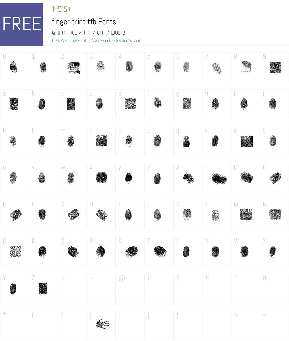 finger print tfb 1.00 November 4, 2012, initial release Fonts Free ...