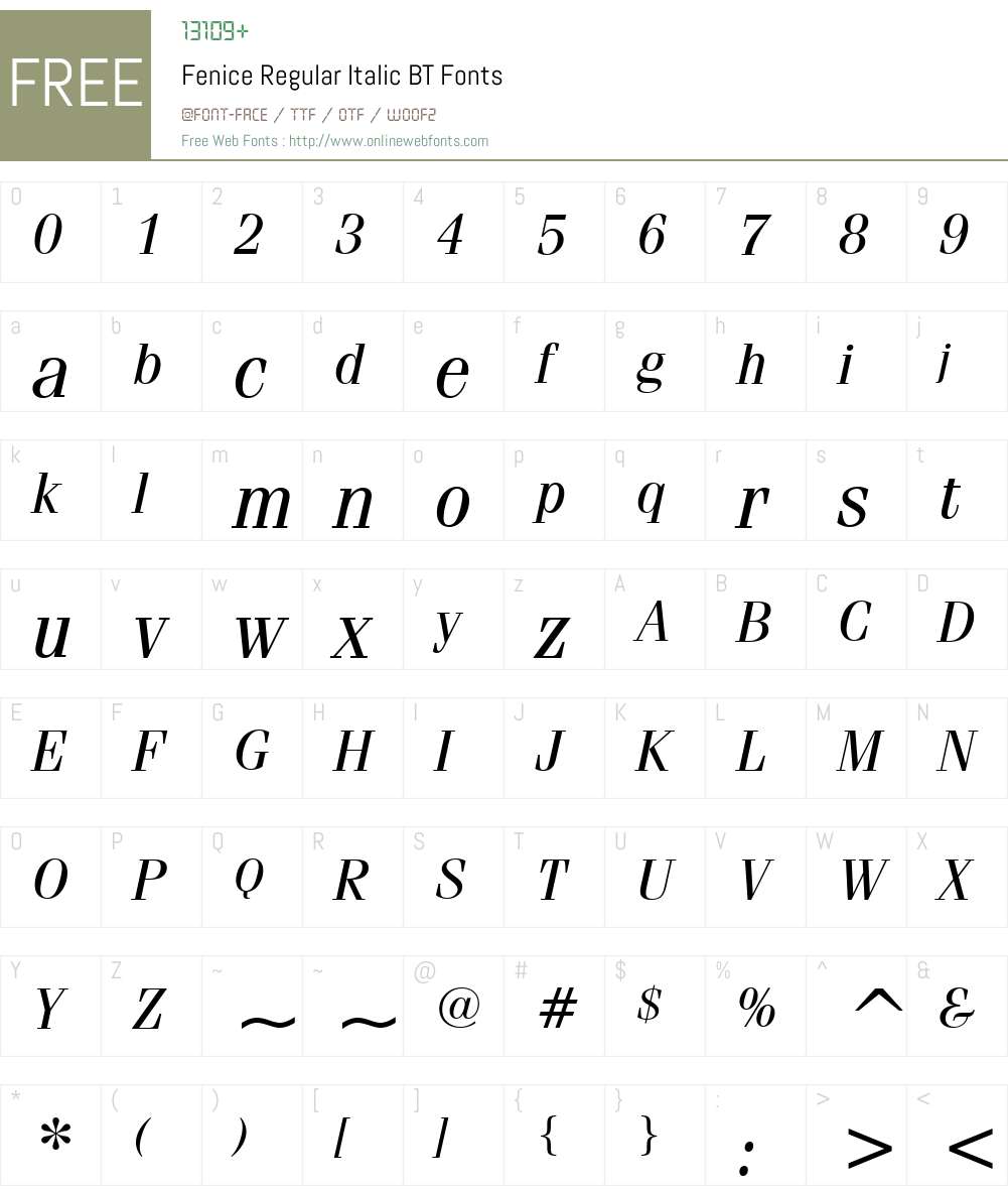 Fenice Regular Italic BT mfgpctt-v4.4 Dec 14 1998 Fonts Free Download ...