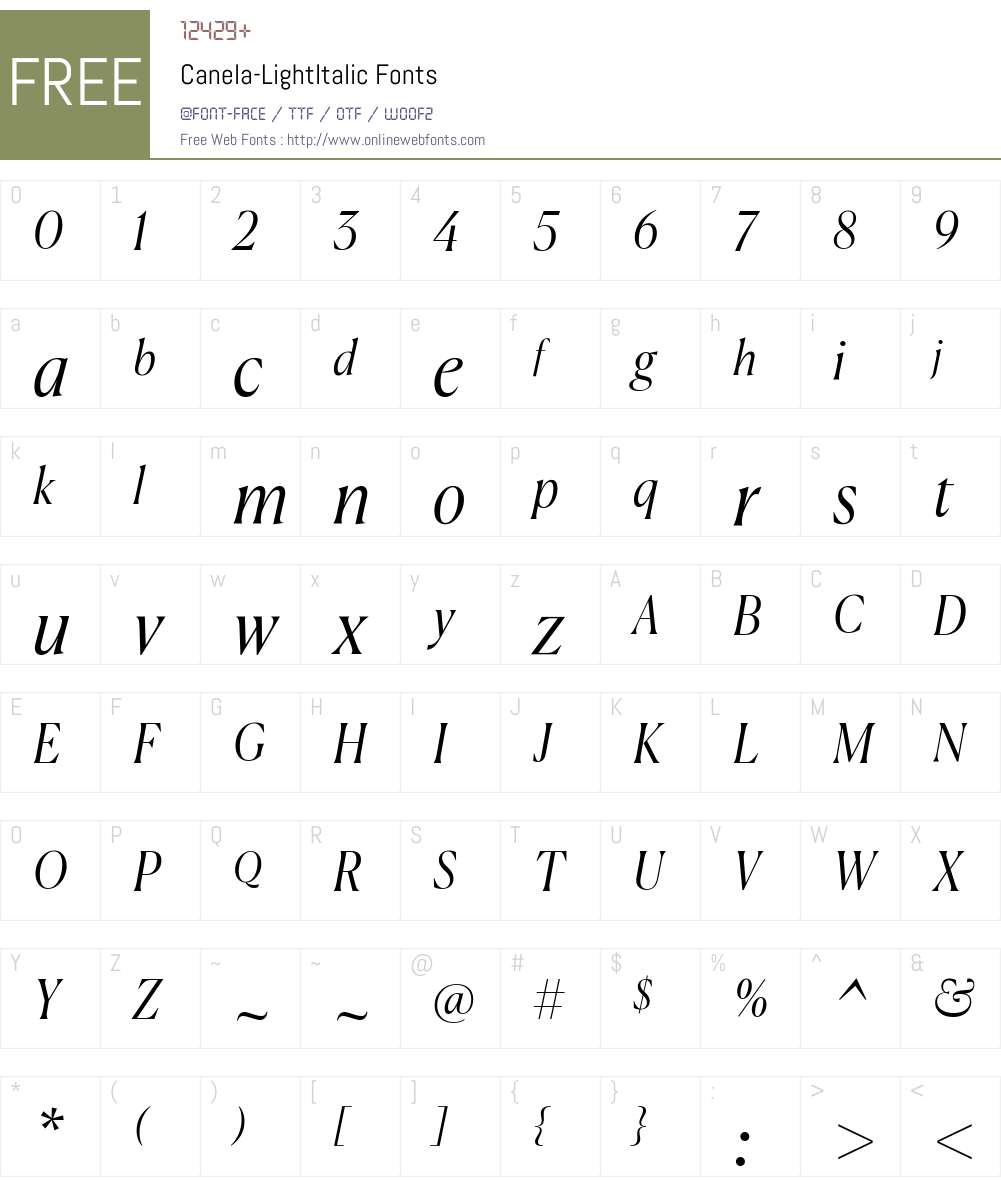 Canela-LightItalic 1.1 2016 Fonts Free Download - OnlineWebFonts.COM