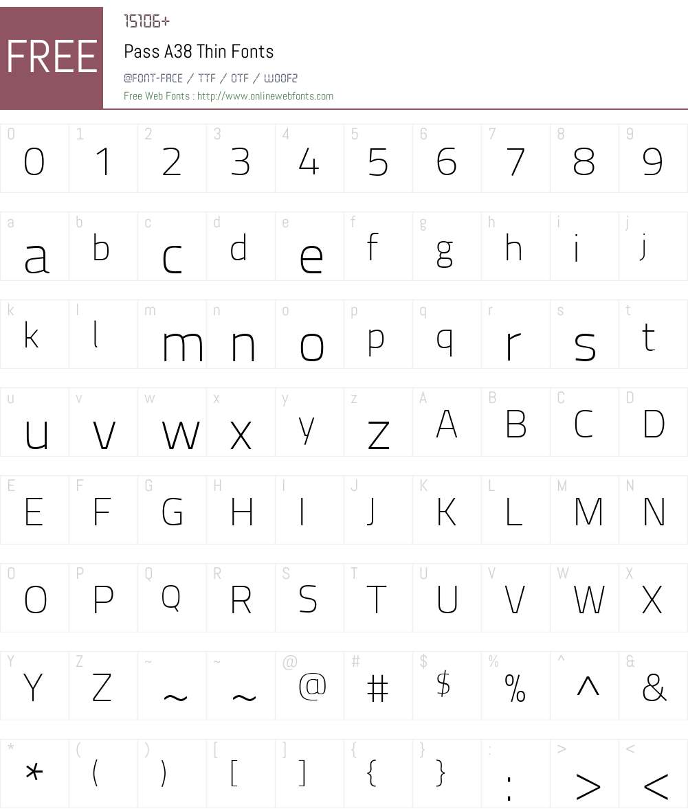 Pass A38 Thin 2.795 Fonts Free Download - OnlineWebFonts.COM