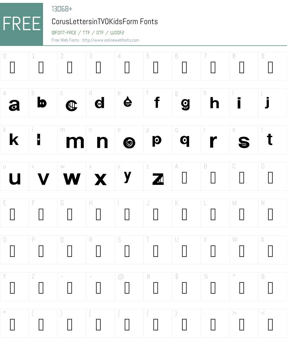 CorusLettersinTVOKidsForm 001.000 Fonts Free Download - OnlineWebFonts.COM